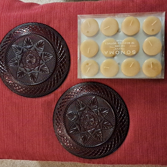Sonoma | Accents | 2 Cut Glass Plates 2 Scented Votive Candles | Poshmark